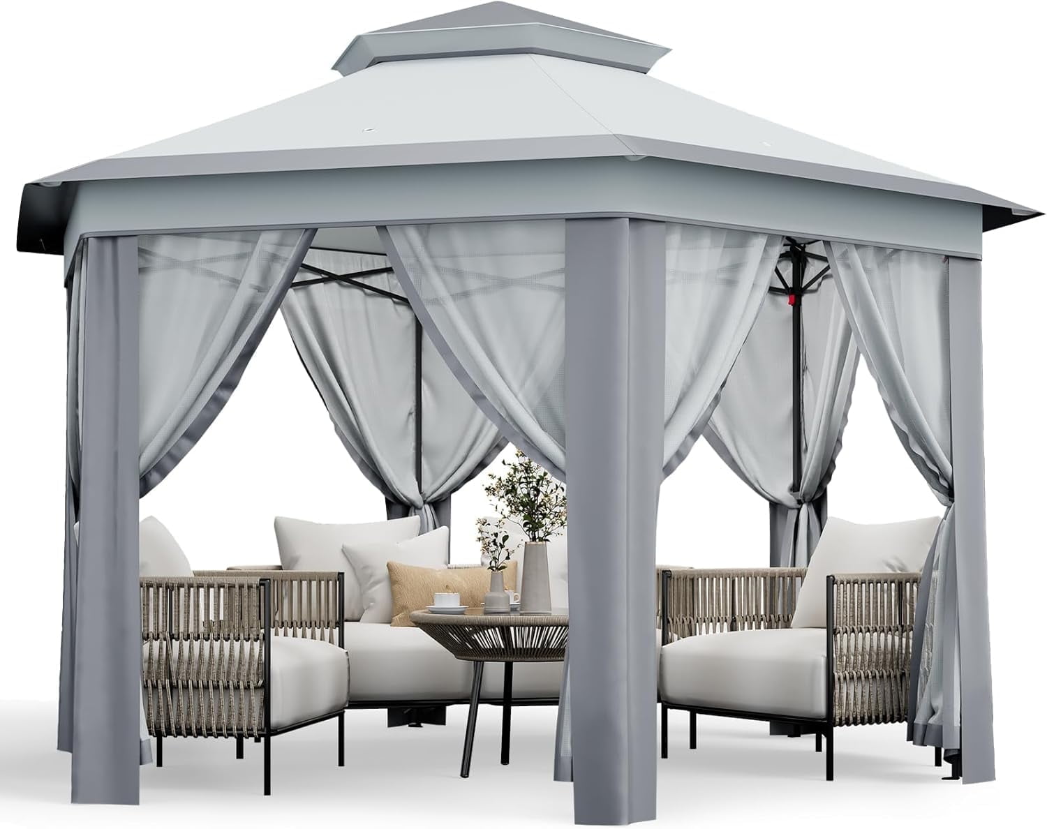 EliteEdge Pop Up Gazebo 13x13ft, Hexagonal Outdoor Canopy Shelter ...