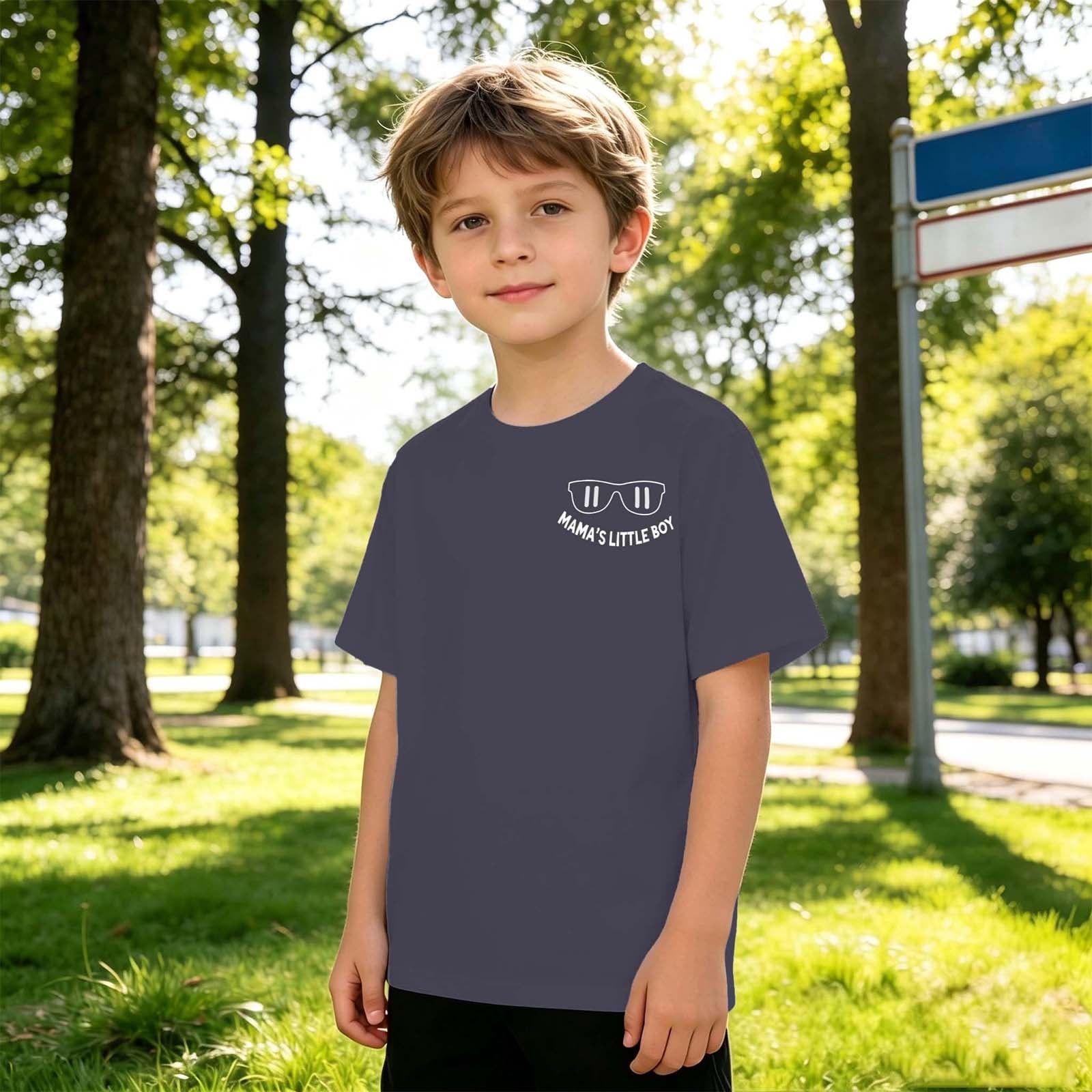EliteGoogv Boys Kids Solid Color Tee Tops Crew Neck Short Sleeve T ...