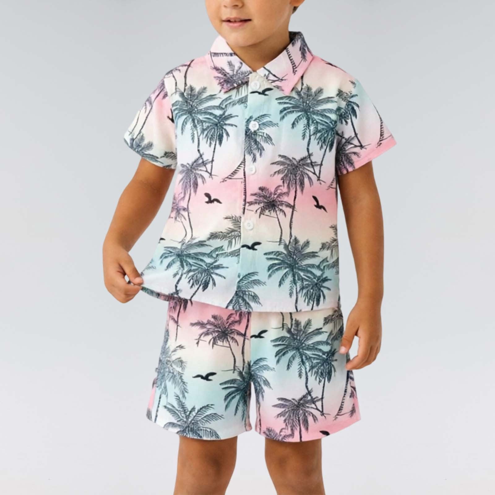 EliteGoogv Boys Two Piece Summer Outfit Short Sleeve Dinosaur Print ...