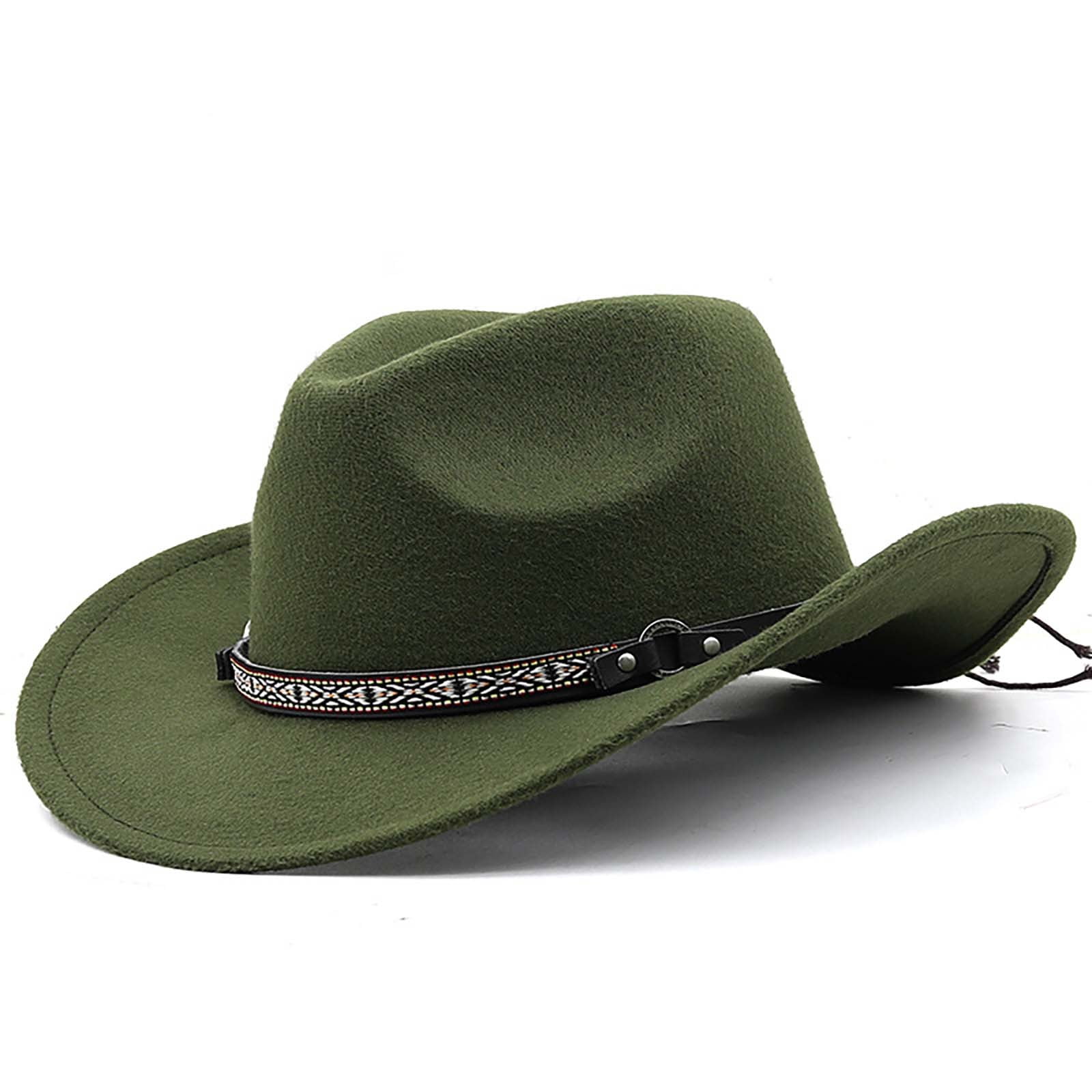 EliteGoogv Kids Western Cowboy Hat Wide Brim Felt Fedora Hat Adjustable ...