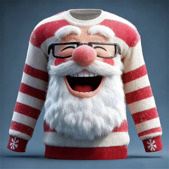 EliteGoogv Men Crewneck Sweatshirt Santa Claus 3D Print Graphic Xmas ...