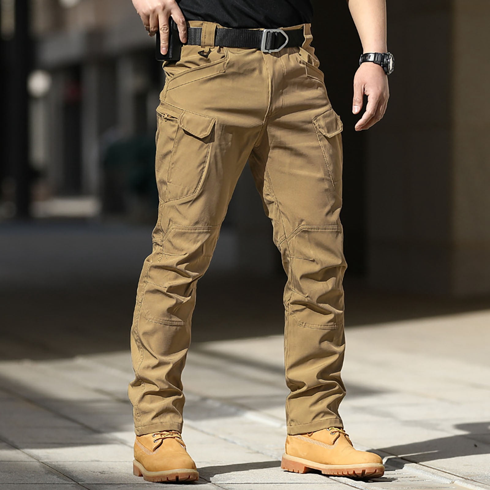EliteGoogv Men Loose Fit Soft Shell Hiking Pants Spring Fall Water ...