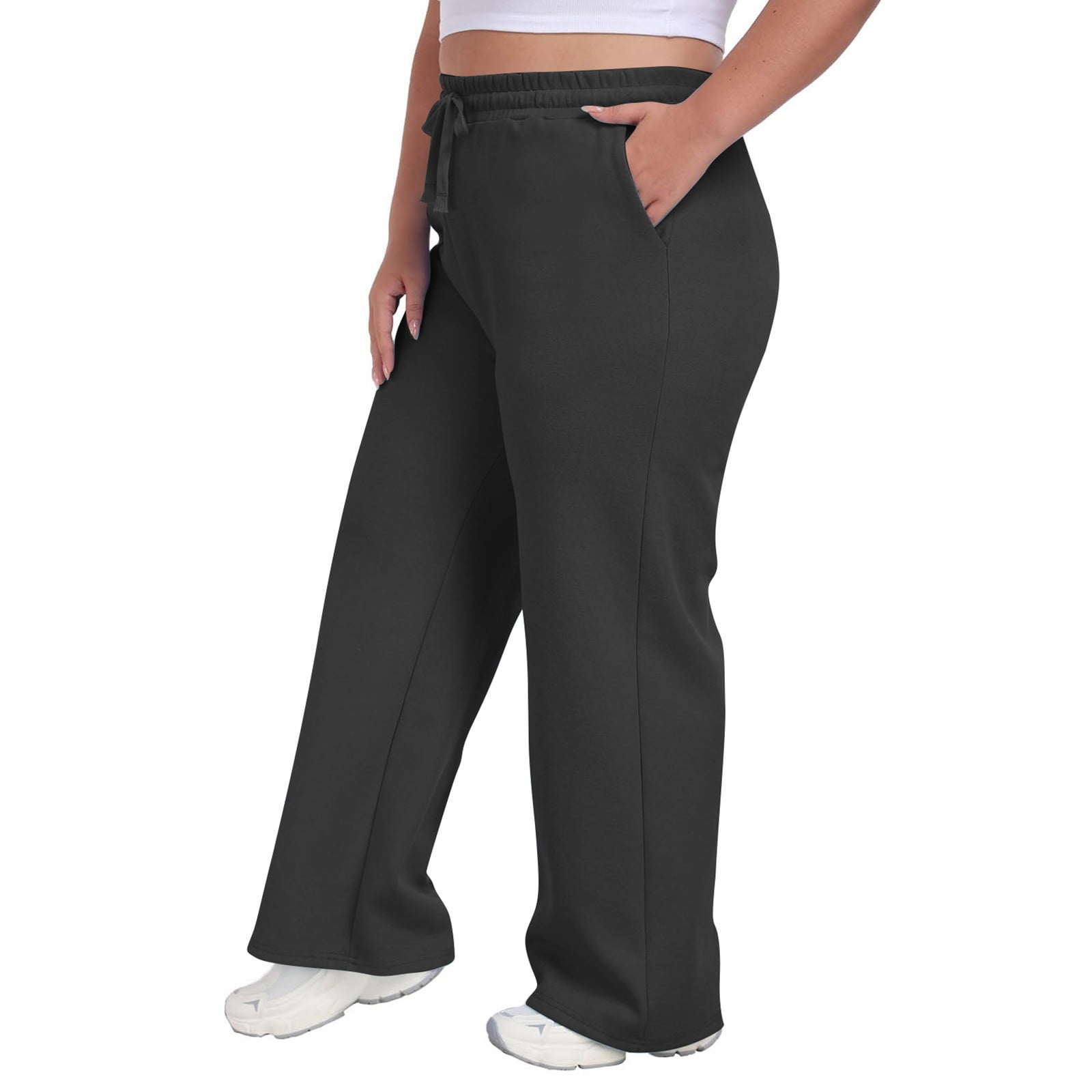EliteGoogv Sweatpants For Women Plus Size Solid Color Large Sized ...