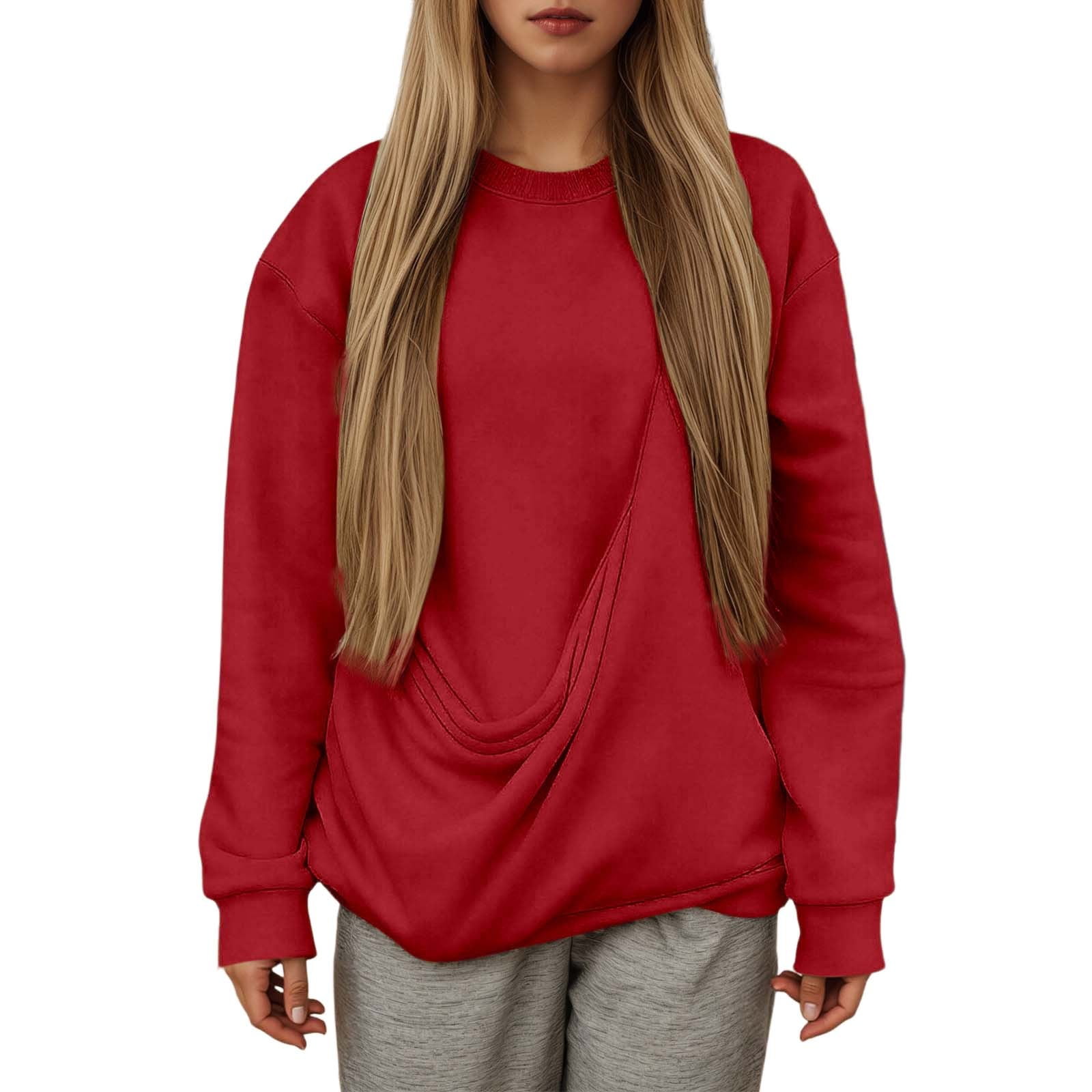 EliteGoogv Women Crewneck Sweatshirt pet kangaroo pocket Sweatshirts ...