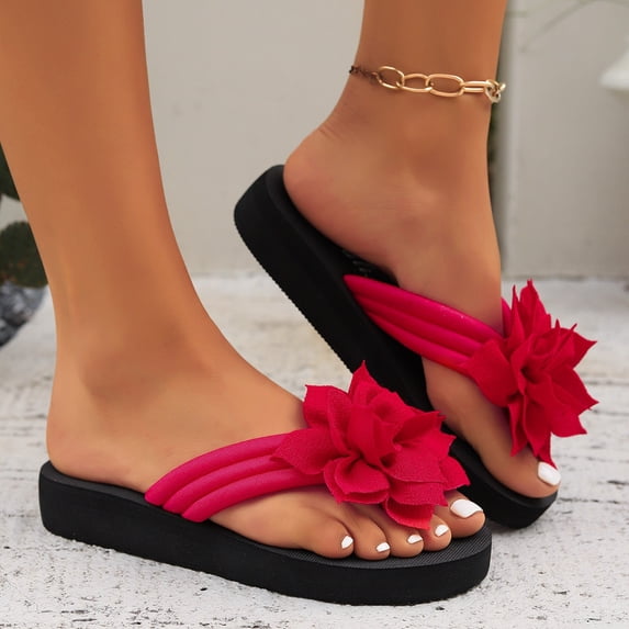 EliteGoogv Womens Sandals Flat Thong Sandals With Floral Design Summer ...