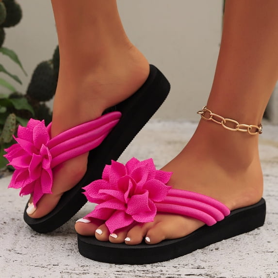 EliteGoogv Womens Sandals Flat Thong Sandals With Floral Design Summer ...