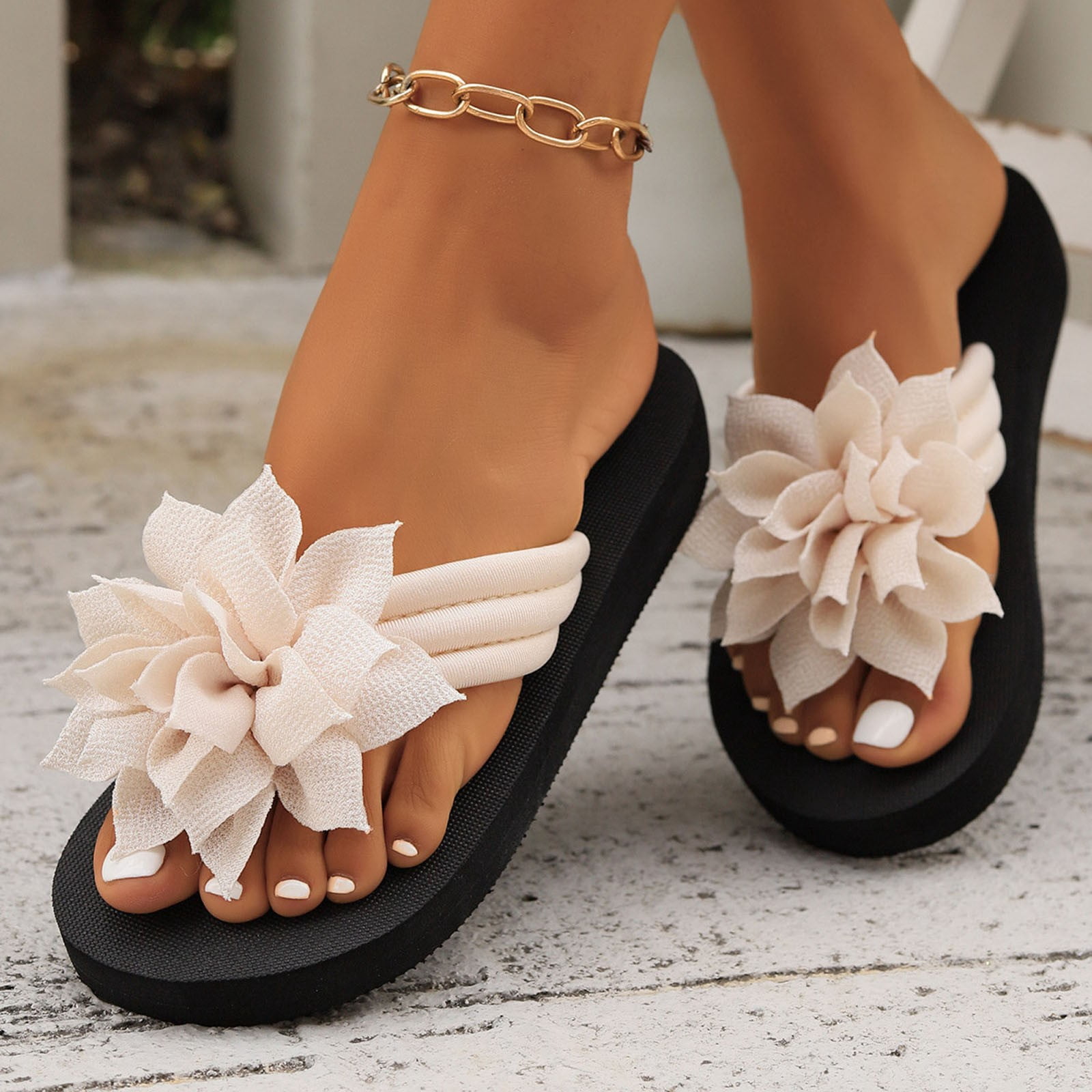 EliteGoogv Womens Sandals Flat Thong Sandals With Floral Design Summer ...