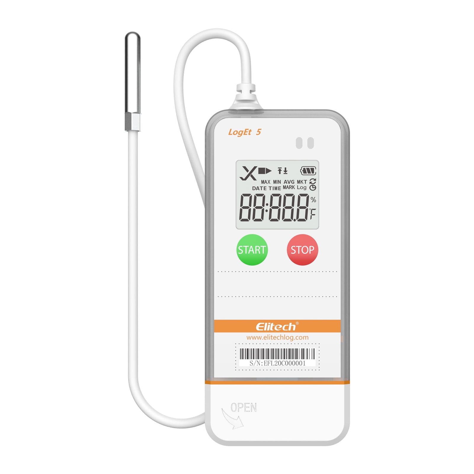 Elitech Refrigerator Thermometer LogEt5TE USB Digital Temperature Data Logger with External ...