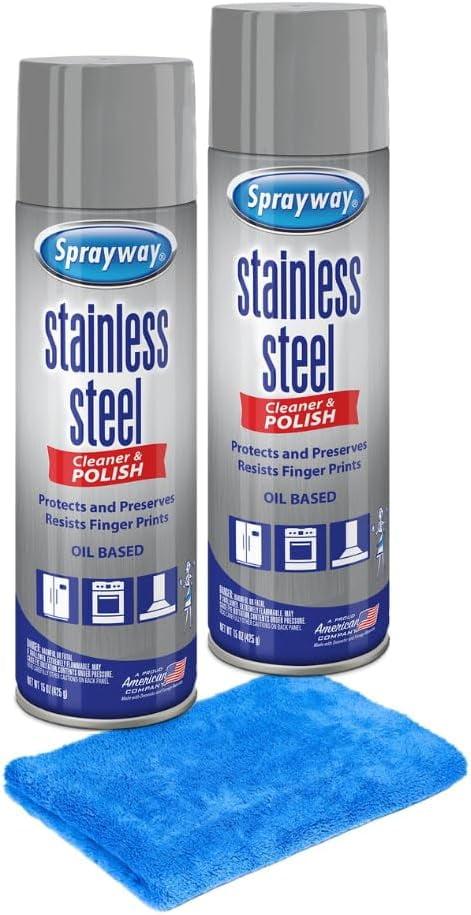 Eliteware Sprayway Stainless Steel Cleaner Bundle with Microfiber Cloth ...