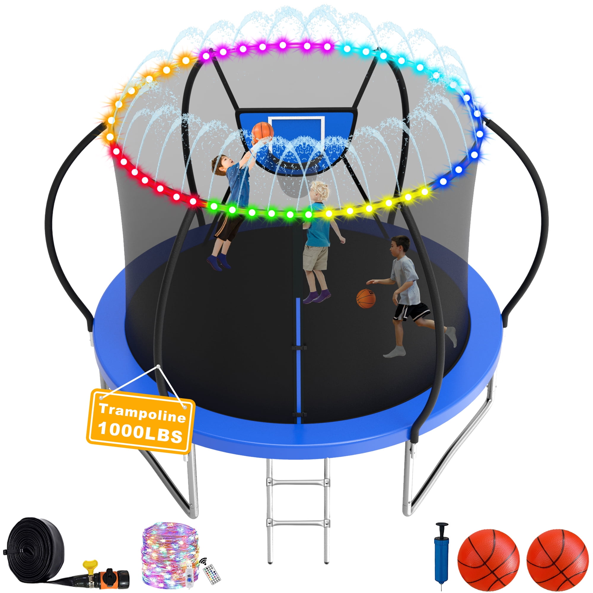 Elitezip 1500LBS Trampoline for Adults and Kids, 10 12 14 16FT ...