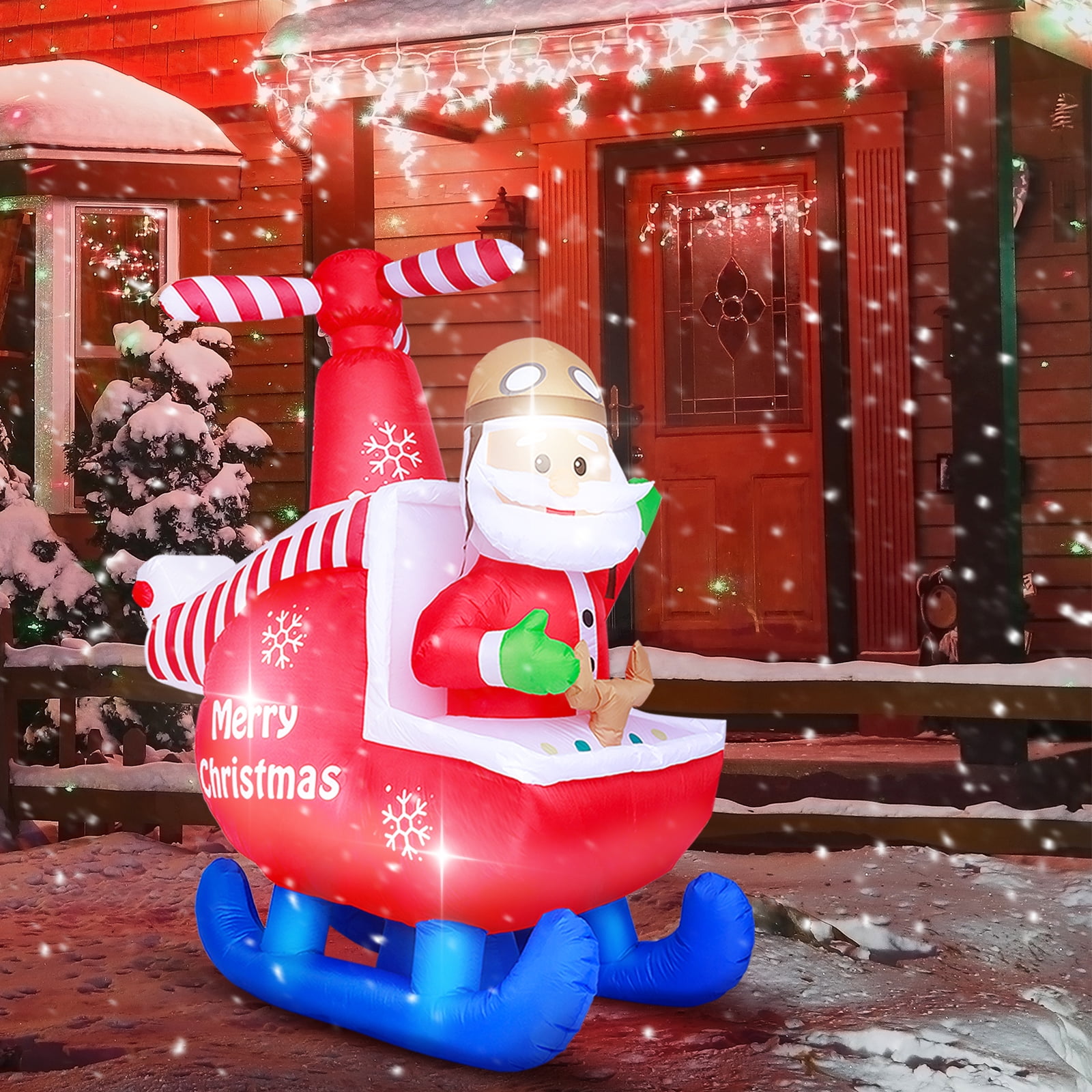 Elitezip 6FT Christmas Decorations Inflatable Santa on Helicopter for ...
