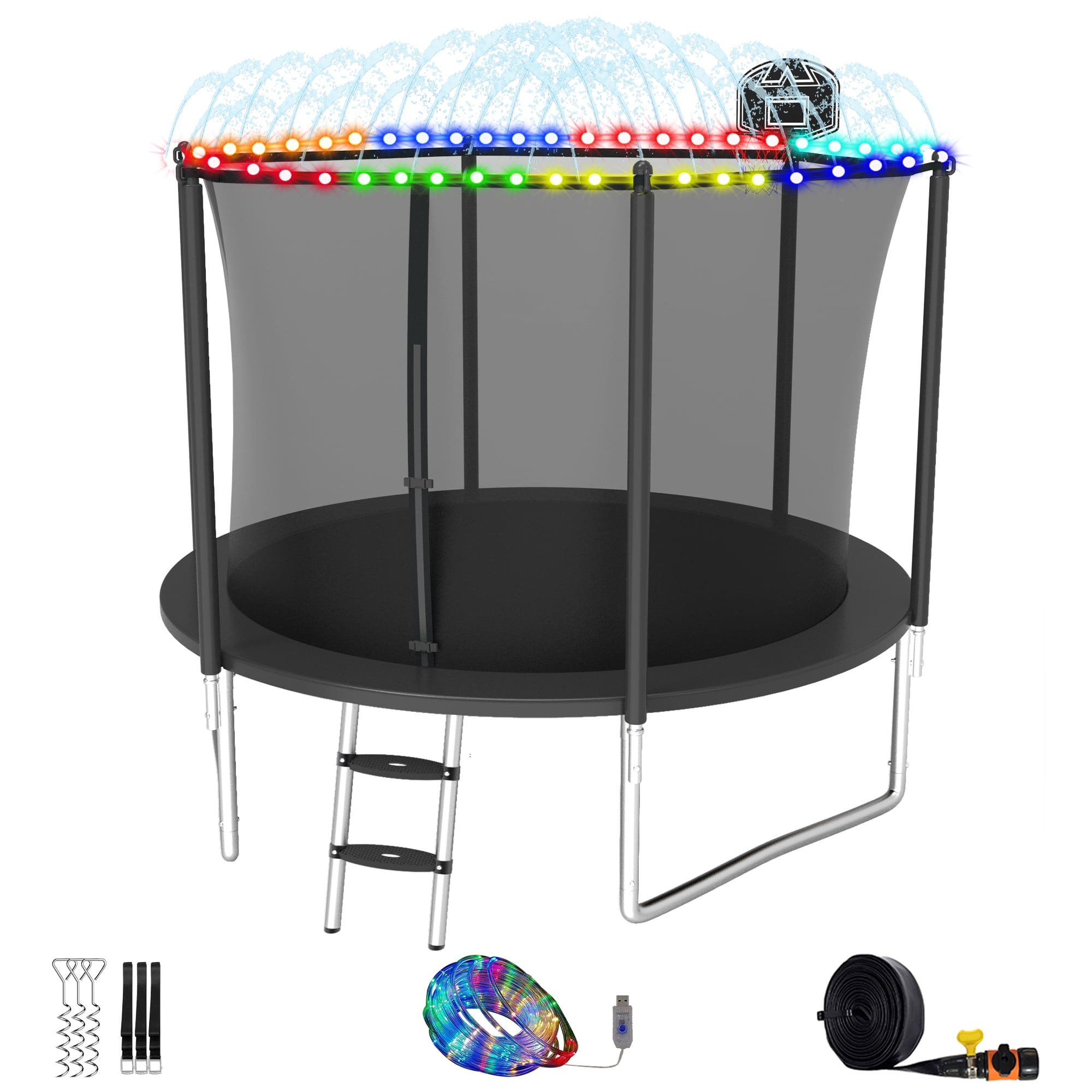 Elitezip 8FT Trampolines for Kids, Outdoor Trampoline with Basketball ...