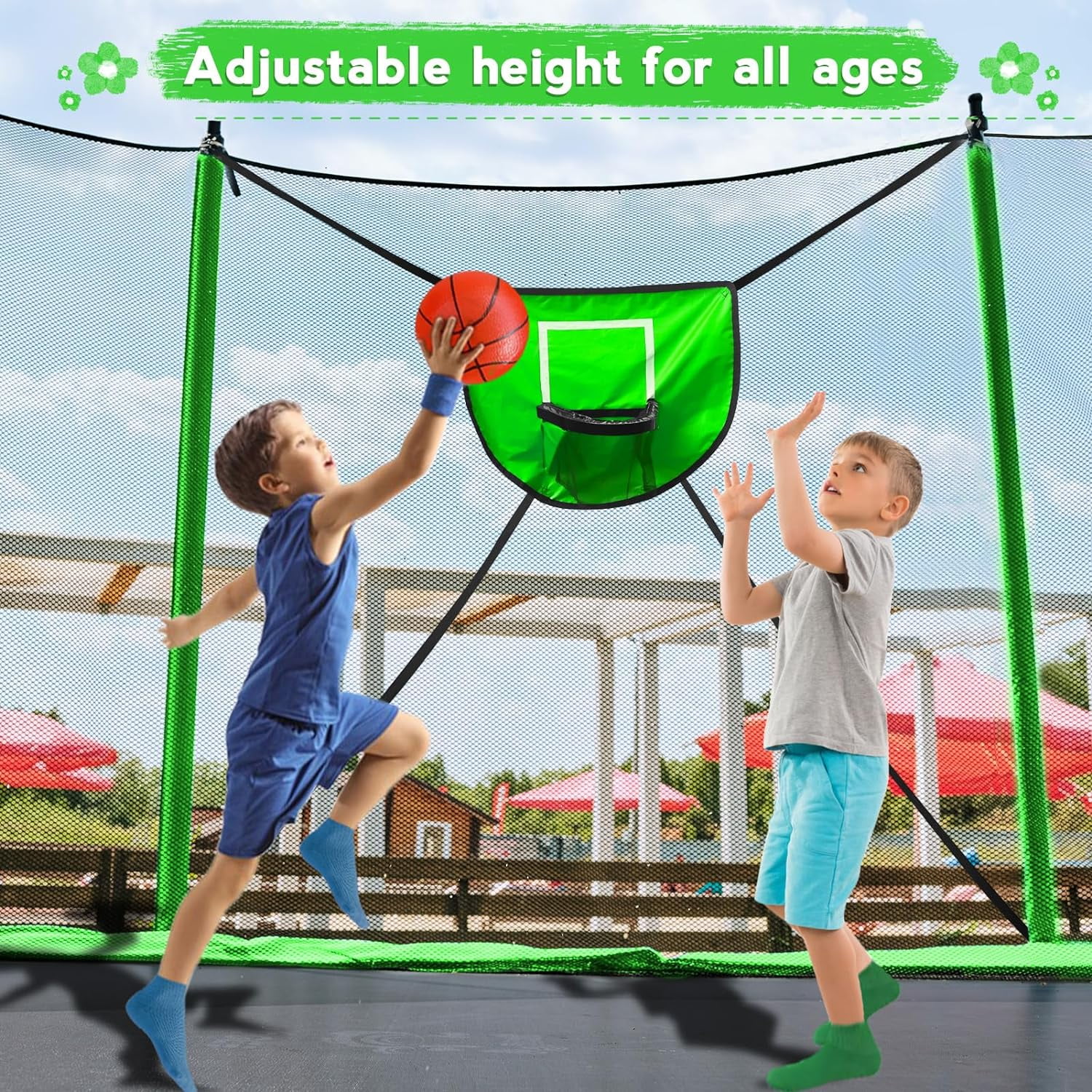 Elitezip Trampoline Basketball Hoop for Kids, Trampoline Basketball ...