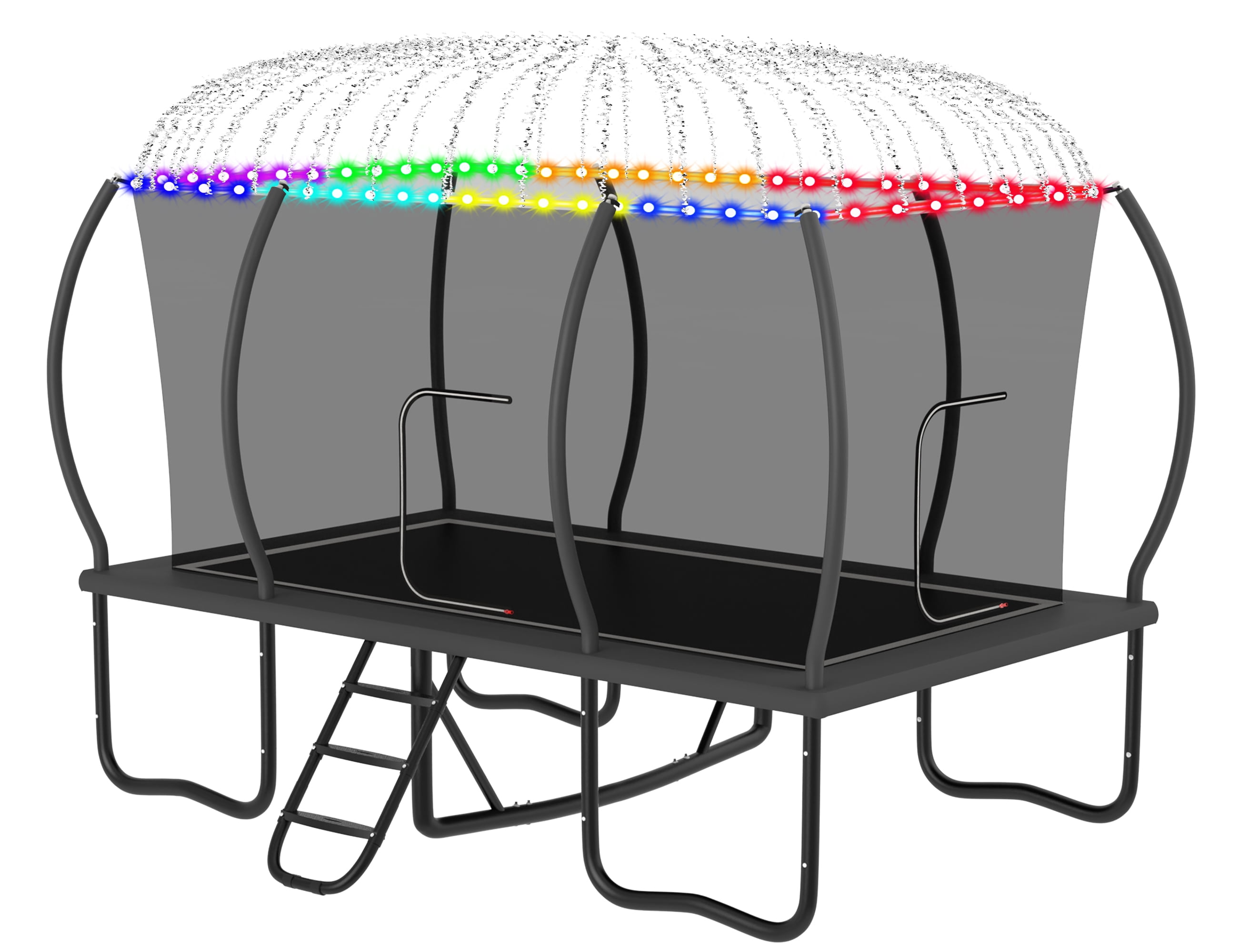 Elitezip Rectangle Trampoline 8x14FT with Lights and Sprinkler, 2000LBS ...