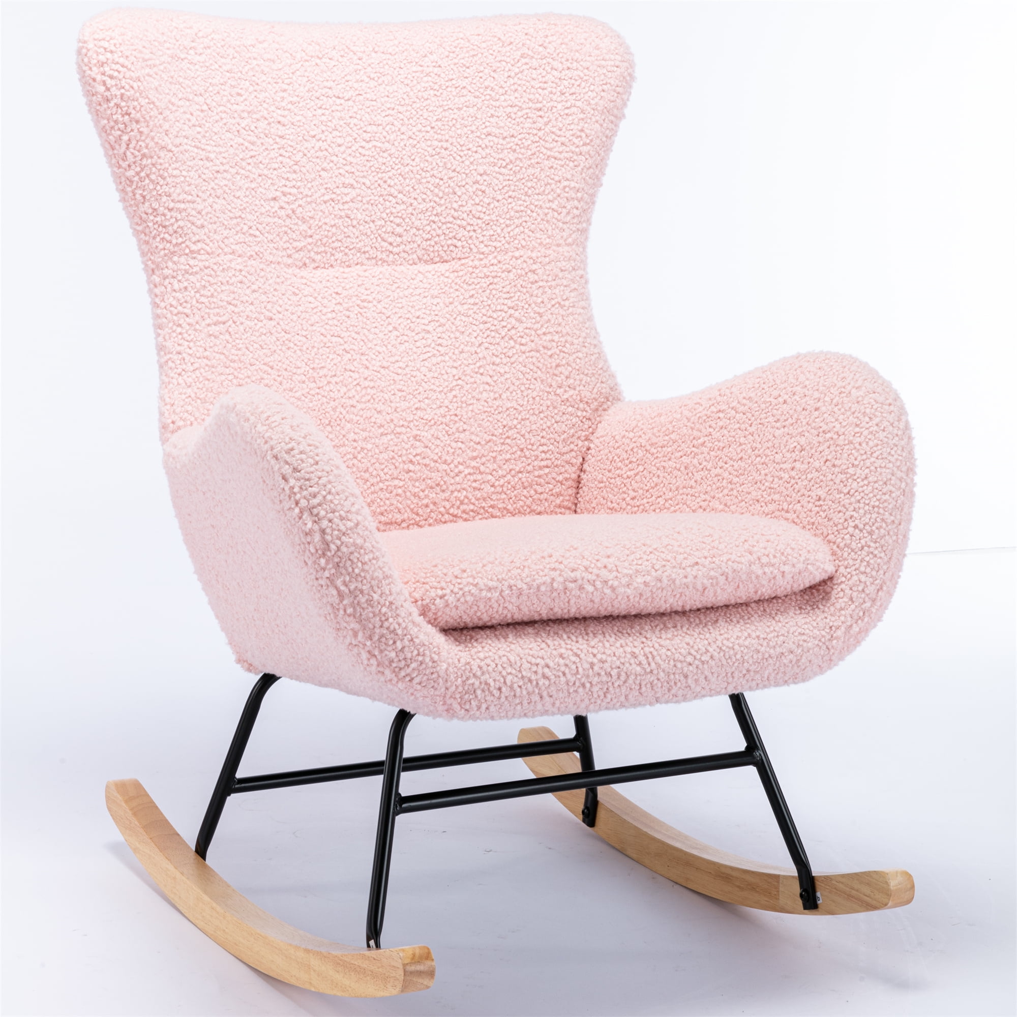 Elitezip Rocking Accent Chair Pink with High Backrest for Nursery ...