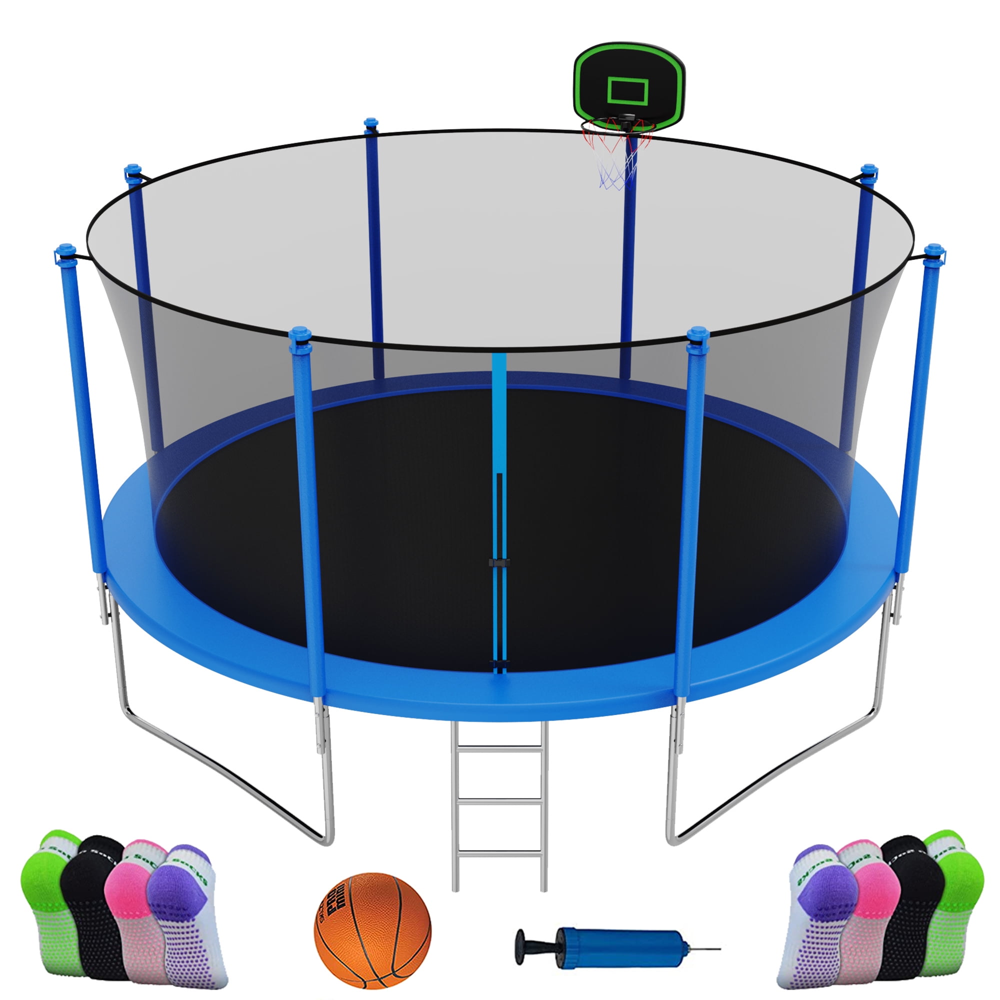 Elitezip Trampoline 12 FT 1200 LBS Weight Capacity, Outdoor Trampoline ...