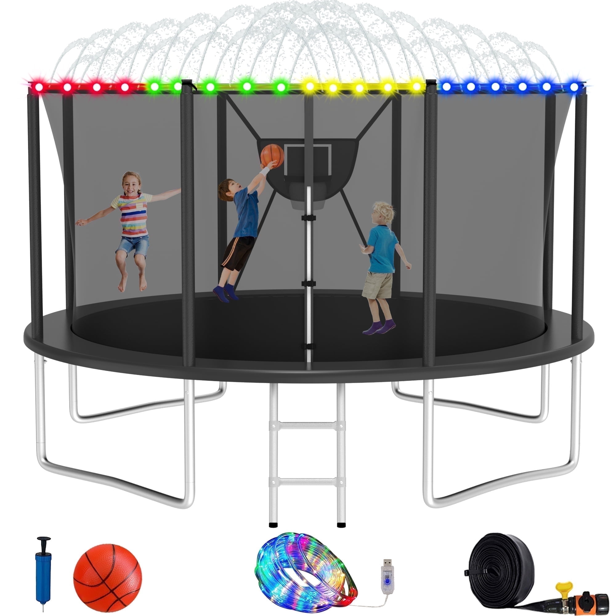 Elitezip 12FT Trampoline, 1200LBS, Adults & Kids, Enclosure Net ...