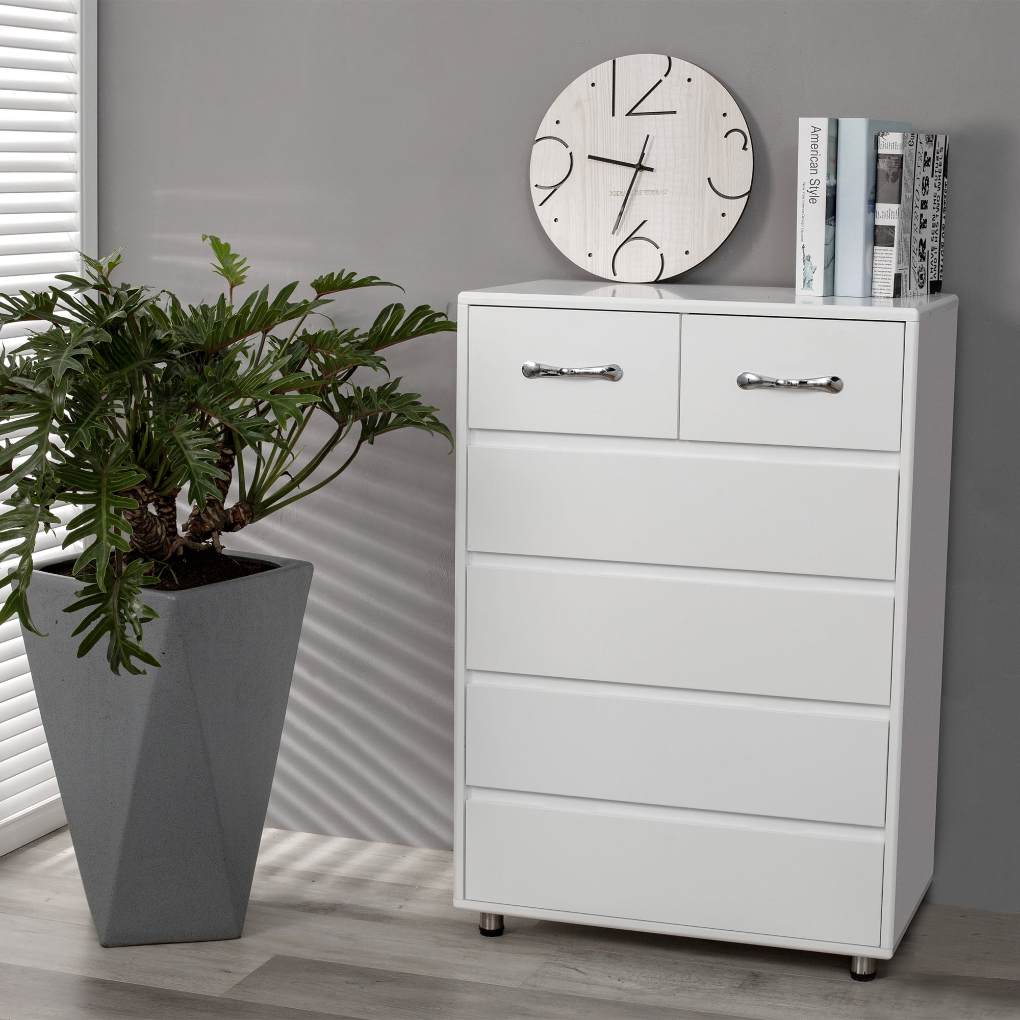 Elitezip White Color Cabinet, Six Drawer Cabinet Liner Side Table ...