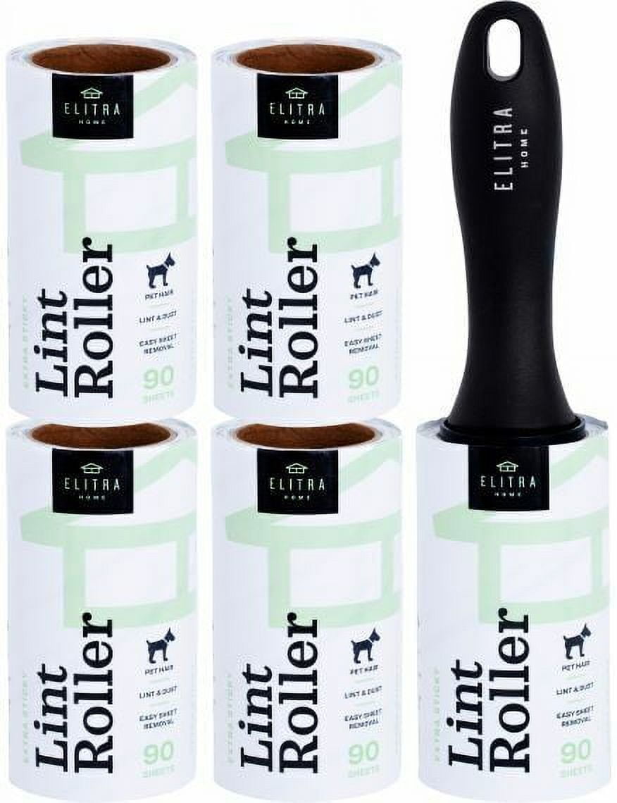 Elitra Extra Sticky Lint Roller Lightweight Handle + 4 Refill Packs ...