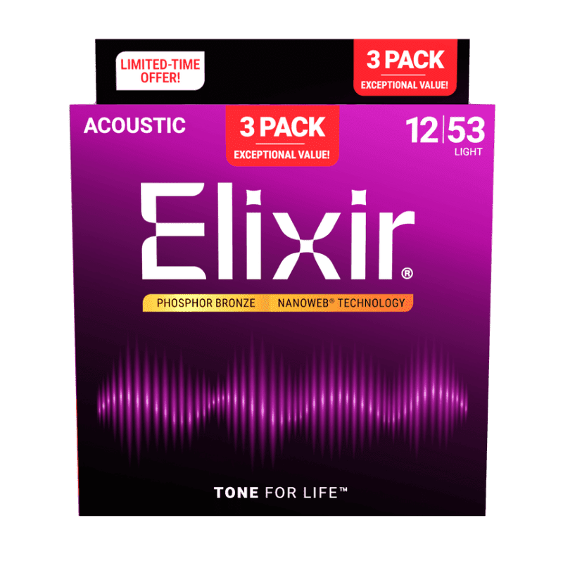 Elixir Acoustic Phosphor Bronze Guitar Strings w/NANOWEB® Technology ...