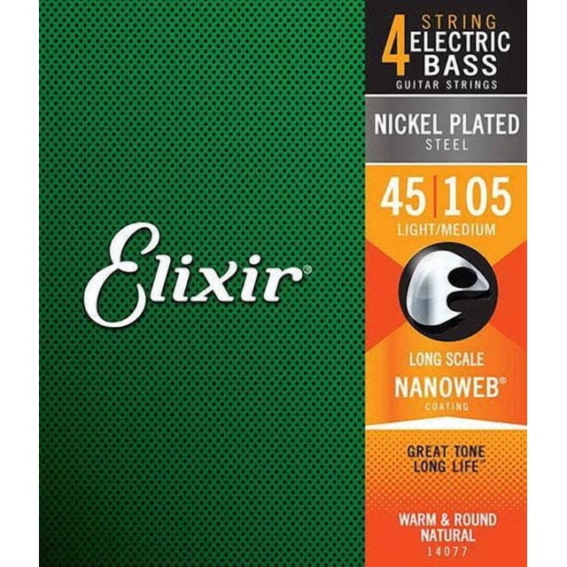 Elixir Nickel Plated Nanoweb Steel Bass Guitar Strings - Walmart ...