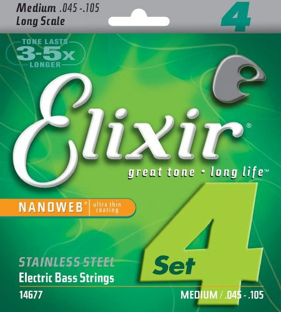 Elixir Stainless Steel Nanoweb Bass Guitar Strings - Walmart.com