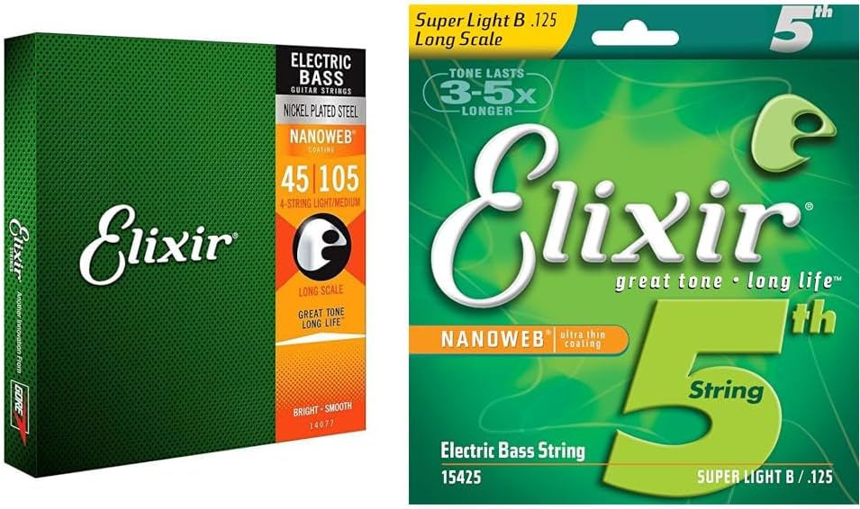 Elixir Strings Nickel Plated Steel 5-String Bass Strings w NANOWEB ...