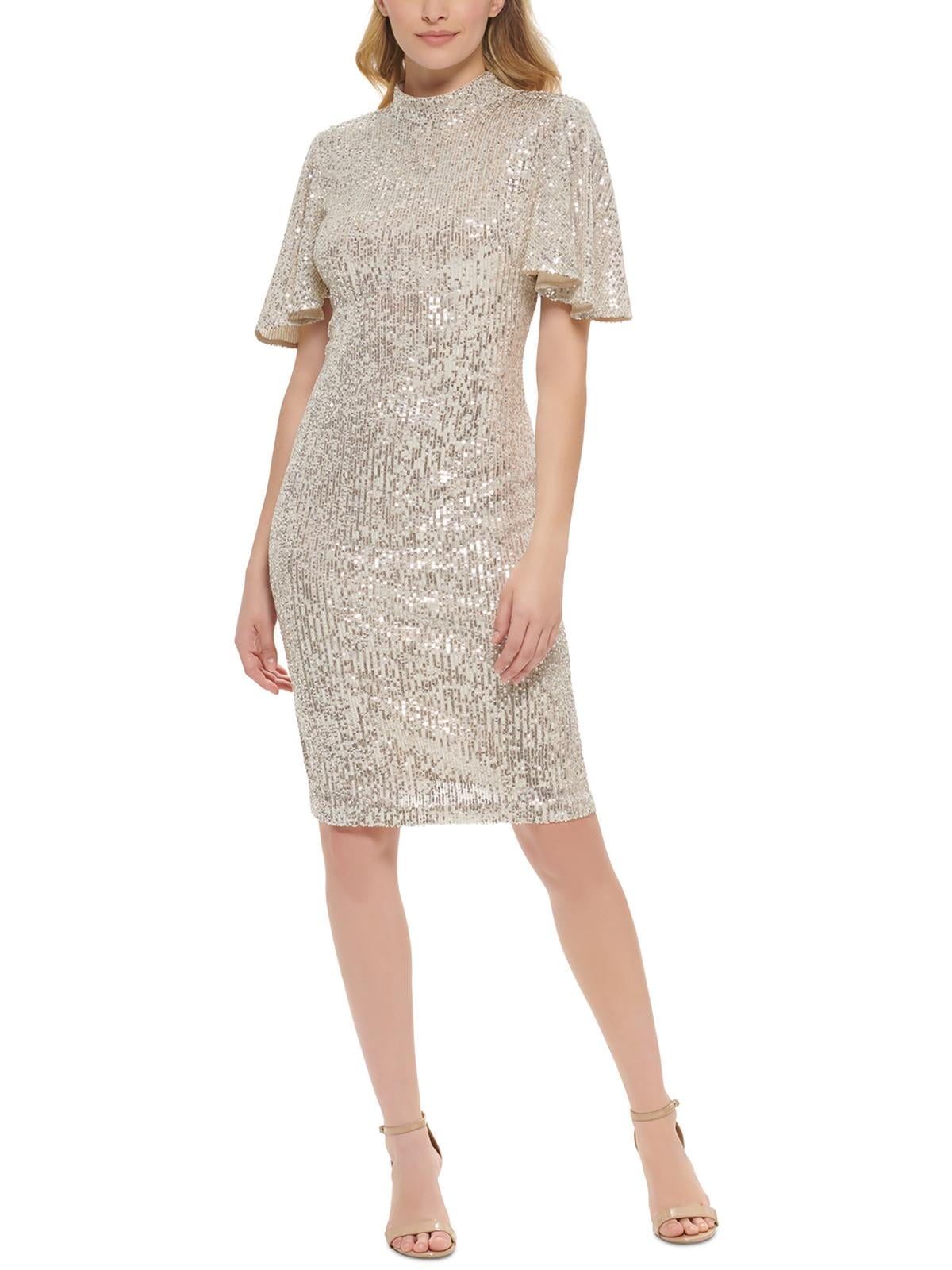 Eliza J Womens Sequin Flutter Sleeve Cocktail and Party Dress - Walmart.com