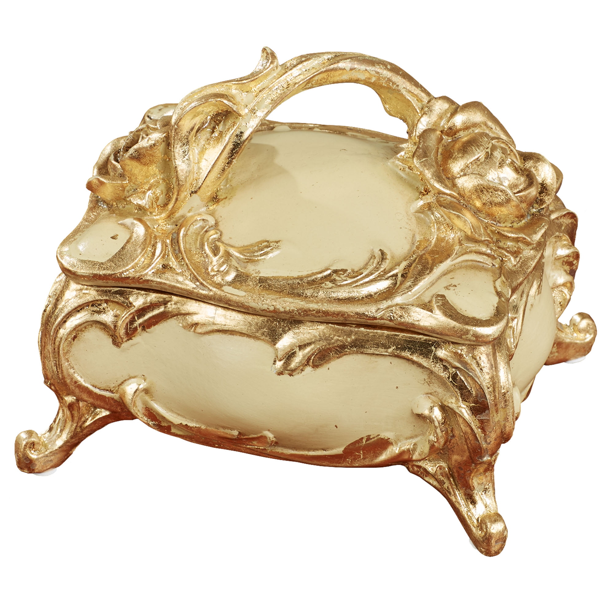 Eliza Rose Covered Box Ivory/Gold Ivory/Gold 6 w x 4.5 inch d x 4.5 ...