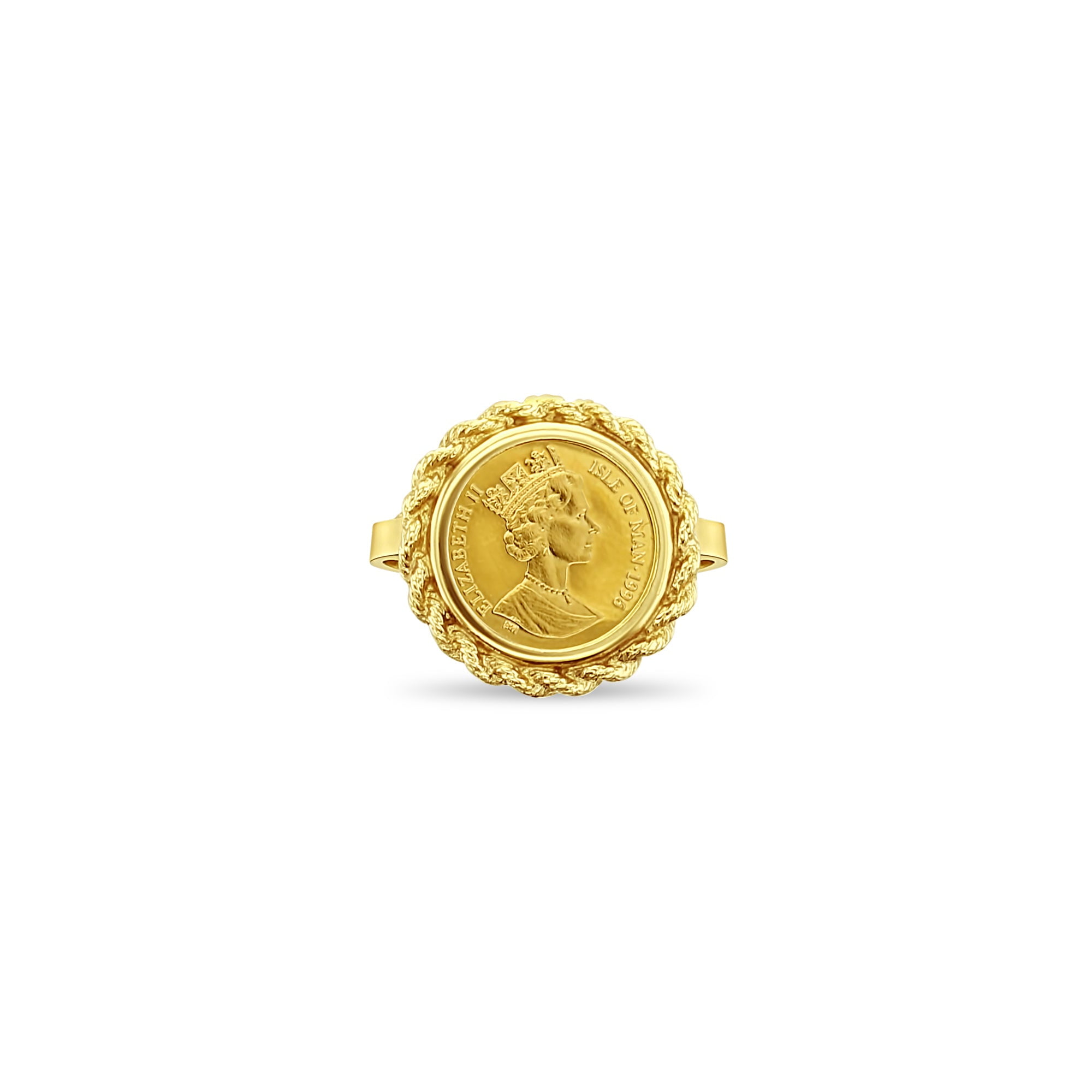 Elizabeth II Isle of Man Gold Coin Rope Ring 14k Yellow Gold - Walmart.com