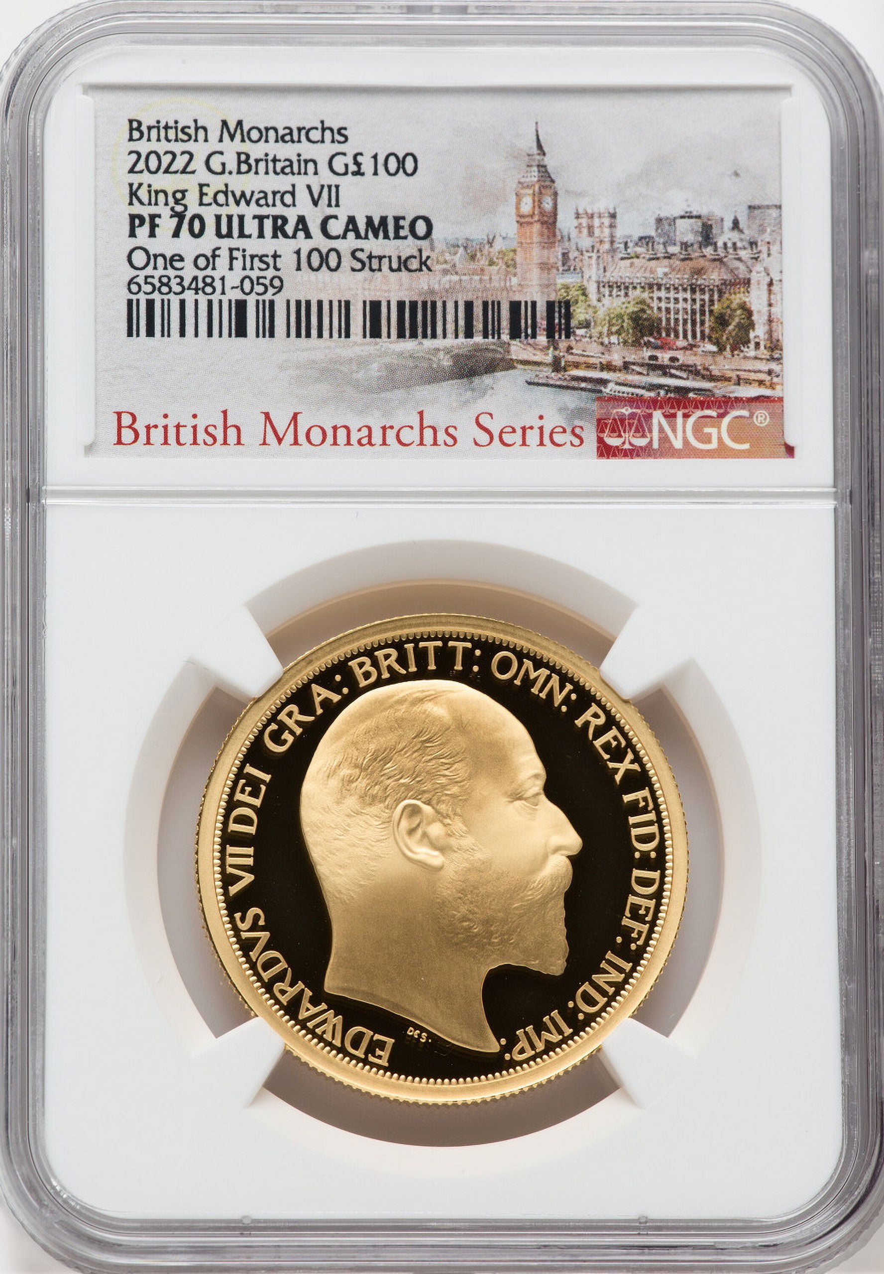 Elizabeth II gold Proof King Edward VII 100 Pounds (1 oz) 2022 PR70 ...