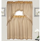 Elizabeth Macrame Embroidery Design 3pc Curtain Set for Kitchen and ...