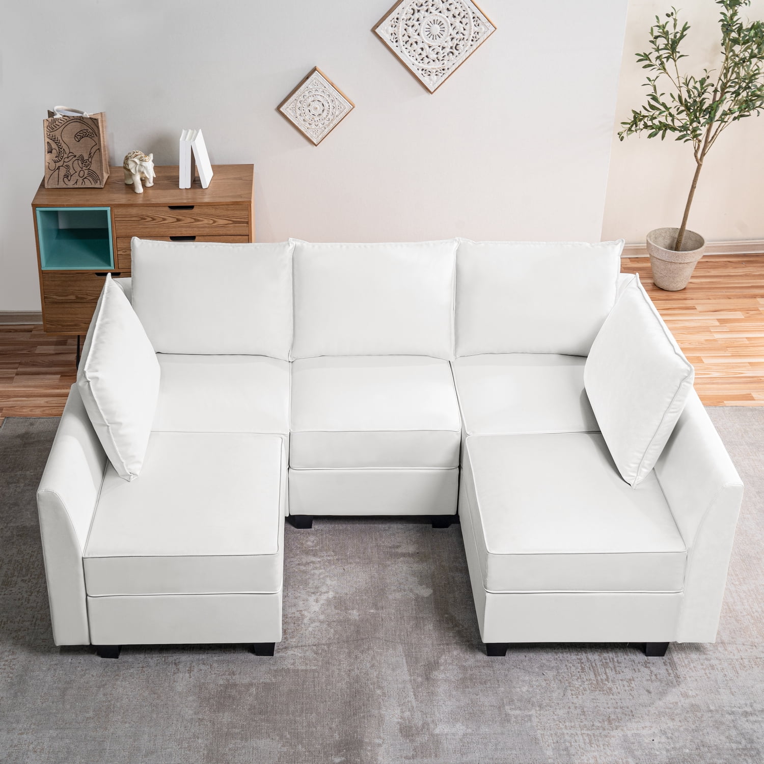 Elizabeth Modern DIY Collection-Color:Bright White,Fabric:Air Leather ...