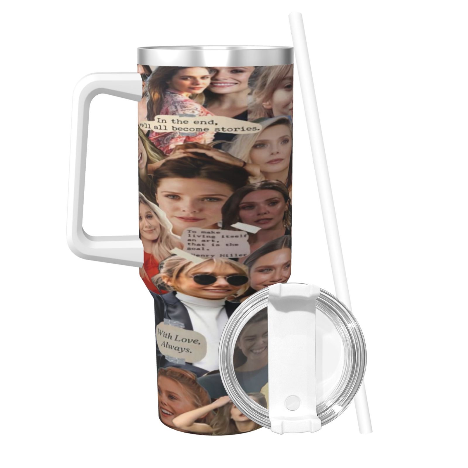 Elizabeth Olsen Print Thermos Insulated Stainless Steel Hot/Cold Coffee ...