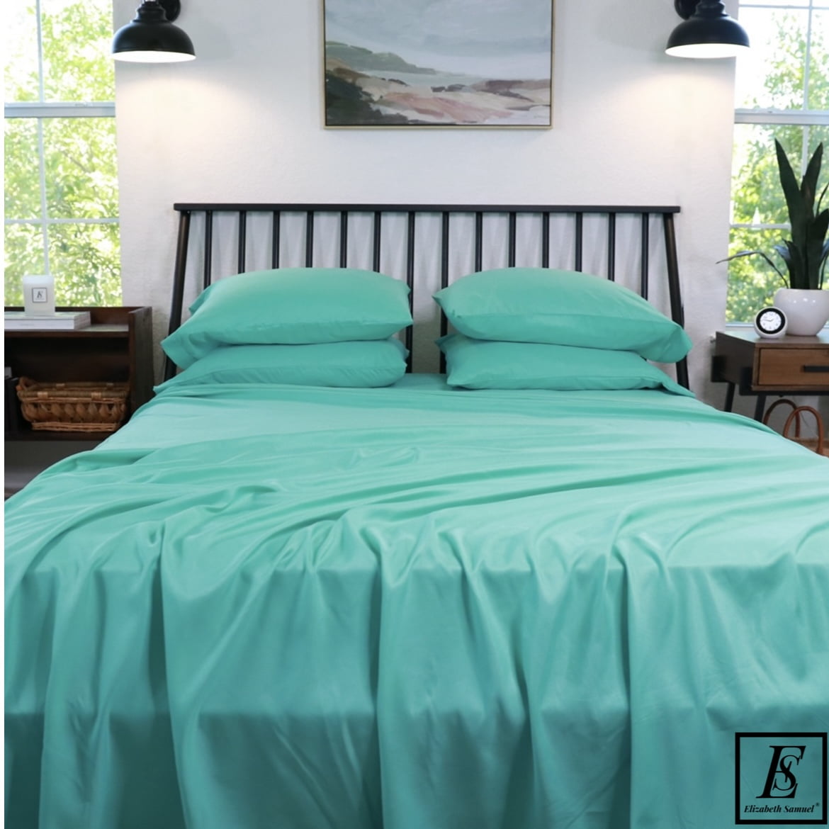 Elizabeth Samuel – Turquoise King Size Bed Sheet Set 100% Bamboo - 15 ...