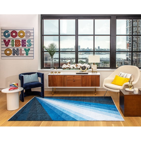 Elizabeth Sutton MI45B Violets Are Blue Abstract Modern Blue Area Rug ...