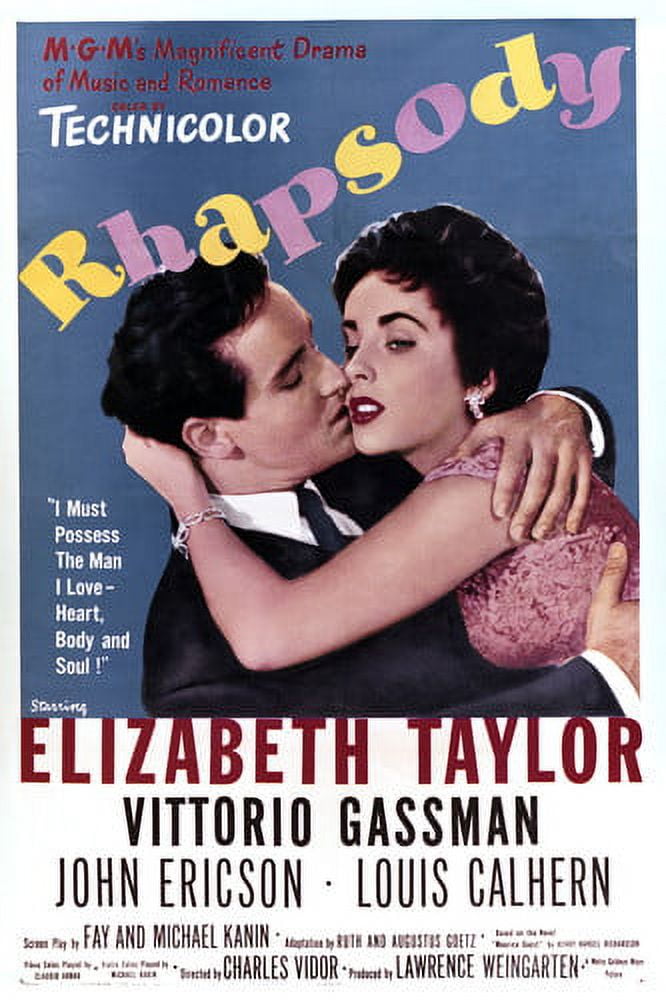 Elizabeth Taylor and Vittorio Gassman in Rhapsody 24x36 Poster ...