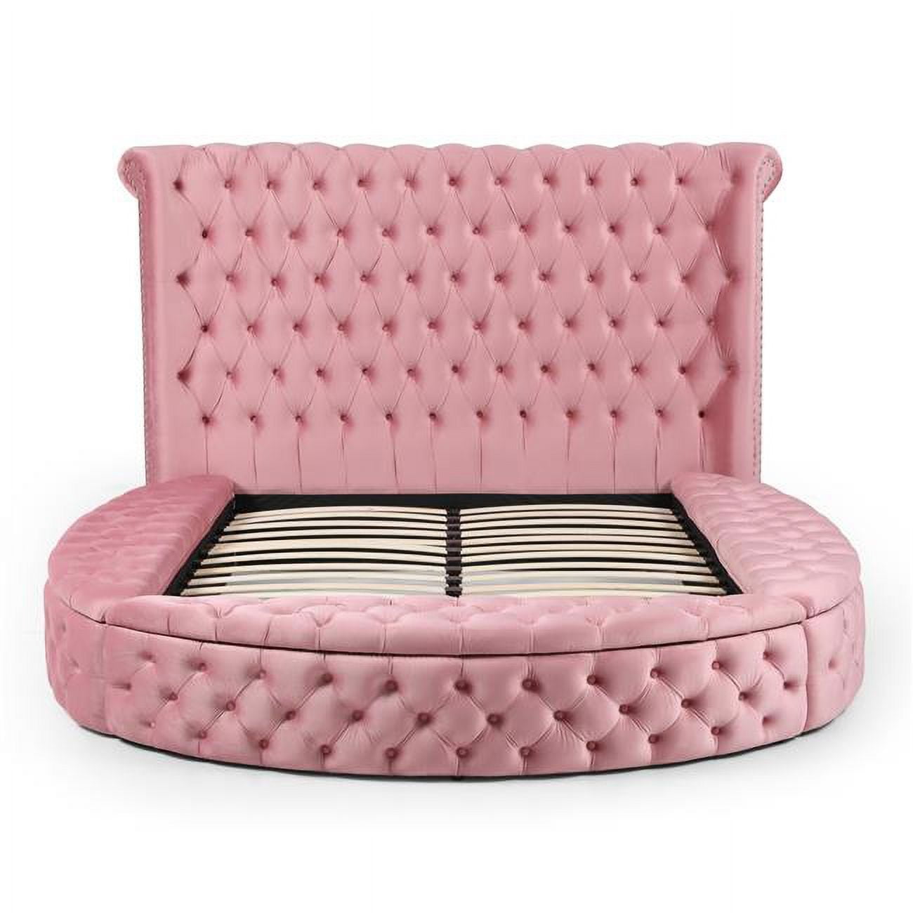Elizabeth Upholstered Round Storage Bed, Pink - King Size - Walmart.com