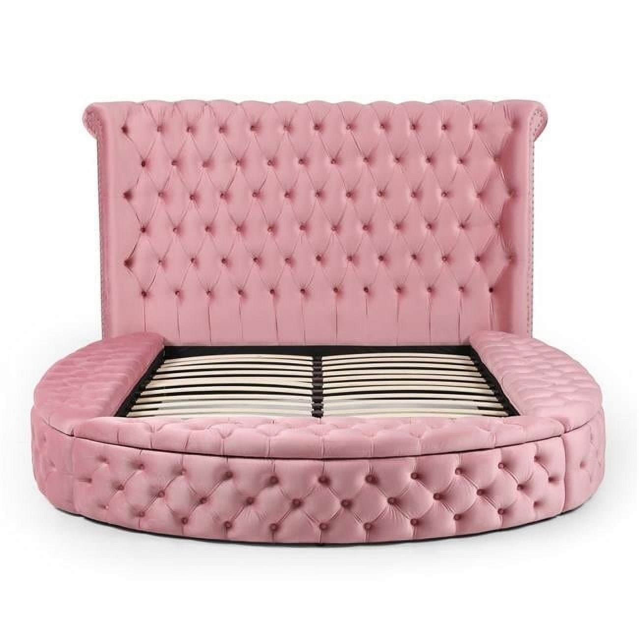 Elizabeth Upholstered Round Storage Bed, Pink - Queen Size - Walmart.com