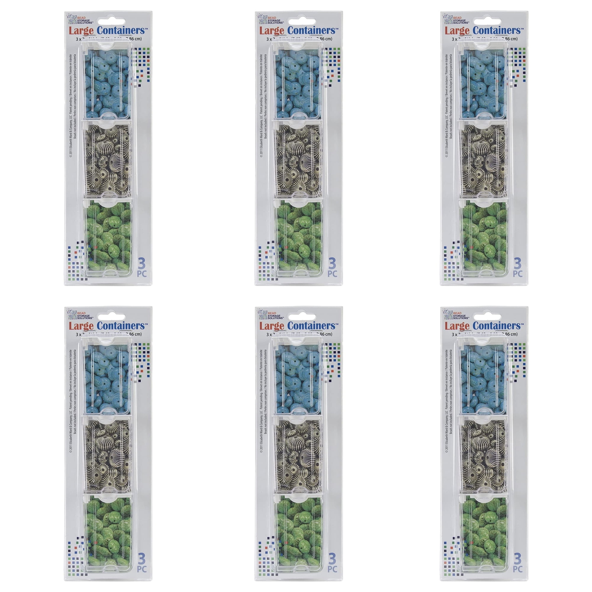 Elizabeth Ward Bead Storage Solutions 3 Piece Craft Containers, (6 Pack ...