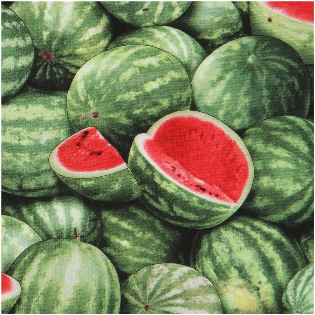 Elizabeth's Studio Food Festival Watermelons Green, 100% Cotton Fabric ...