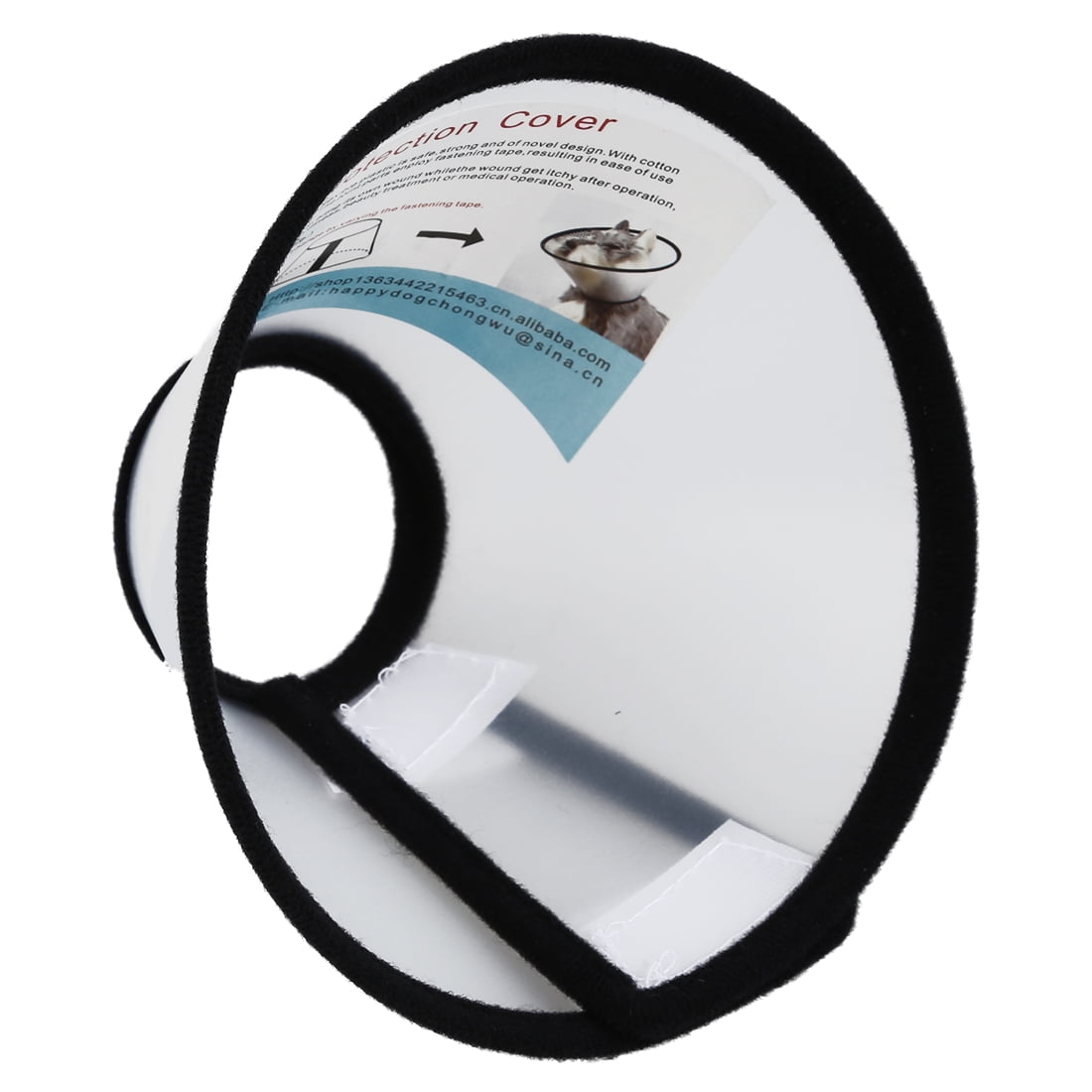 Elizabethan Dog Cat Pet Wound Healing Cone E- Collar White with Black ...