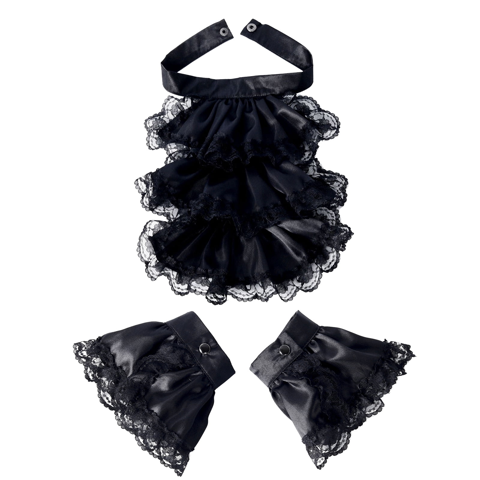 Elizabethan Neck Ruff Tiered Ruffle Lace Jabot Collar and False Sleeve ...