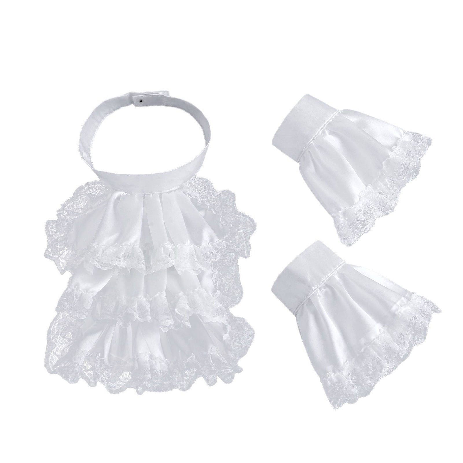 Elizabethan Neck Ruff Tiered Ruffle Lace Jabot Collar and False Sleeve ...