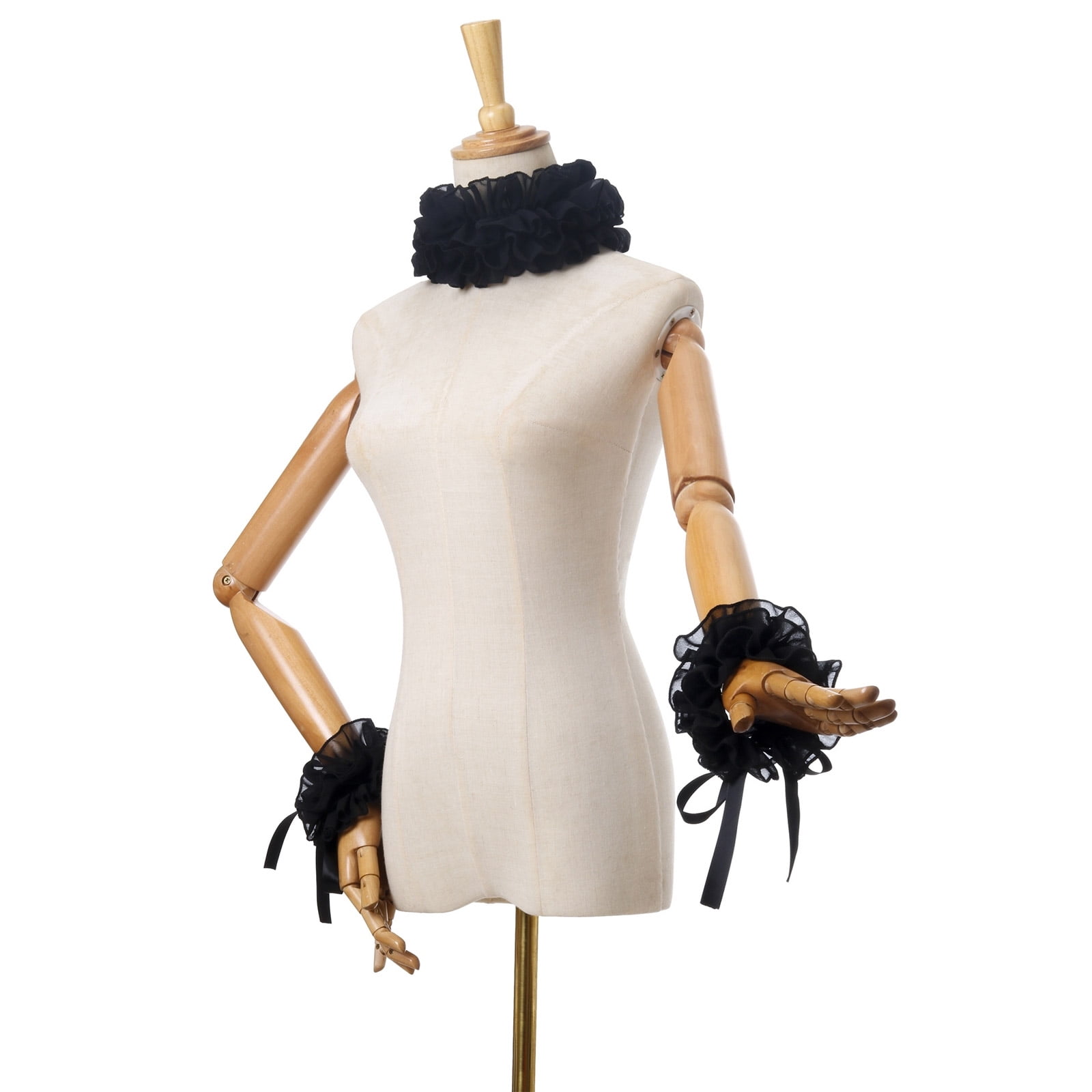 Elizabethan Ruffle False Collar Victorian Black Neck Ruff Choker and ...