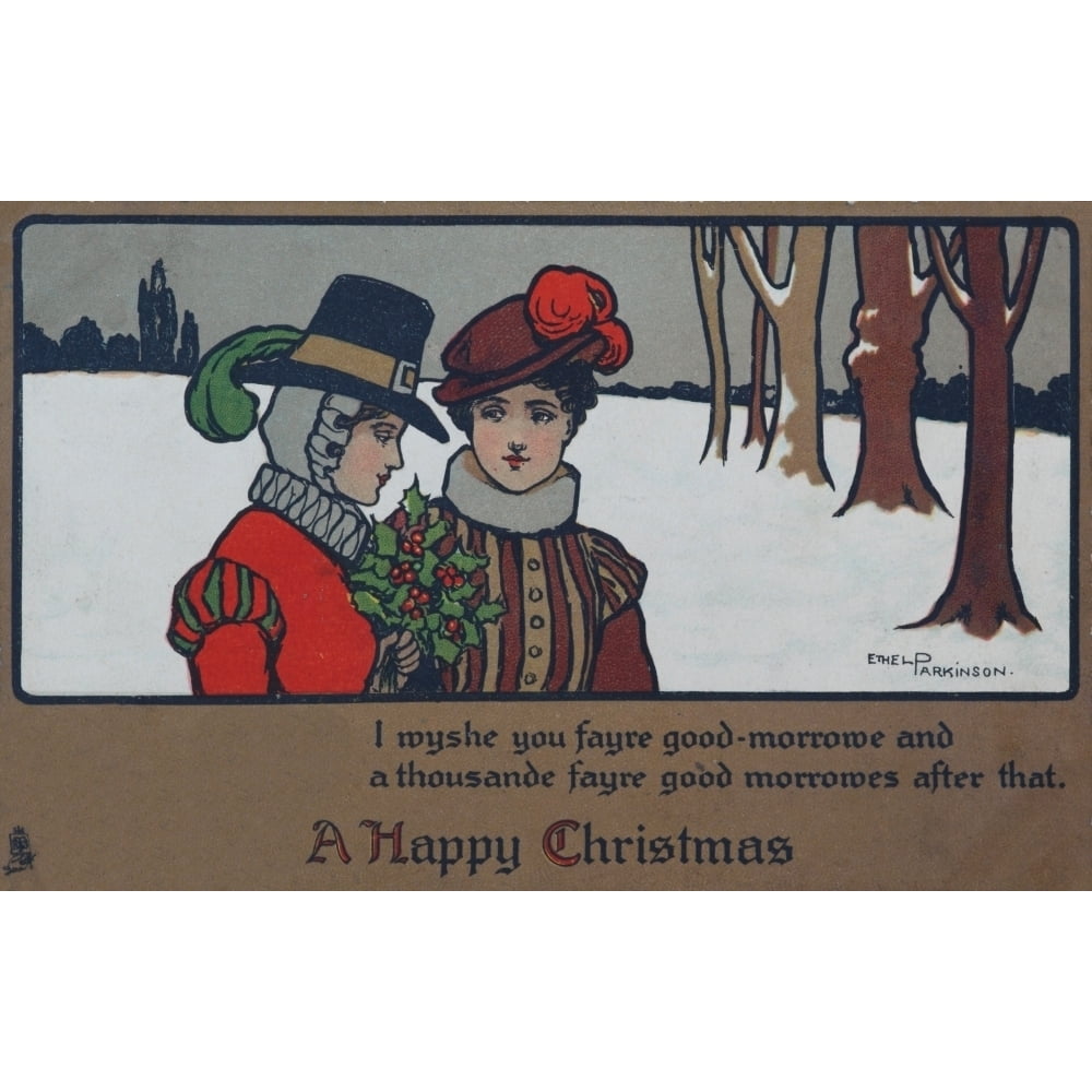 Elizabethan Style Christmas Card By Ethel Parkinson Poster Print By ...