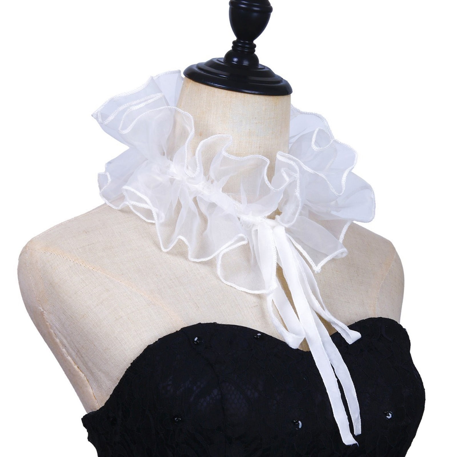 Elizabethan White Neck Ruff False Collar and Ruffled Faux Sleeve Cuffs ...