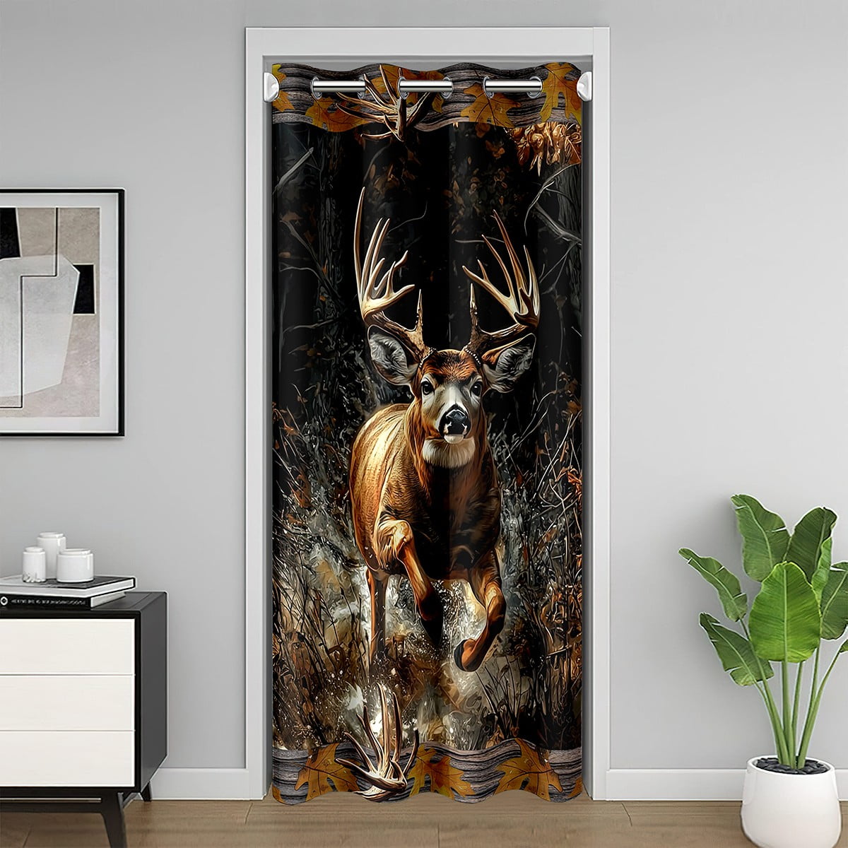 Elk Antler Wildlife Door Curtain for Doorway Privacy,Western Jungle ...