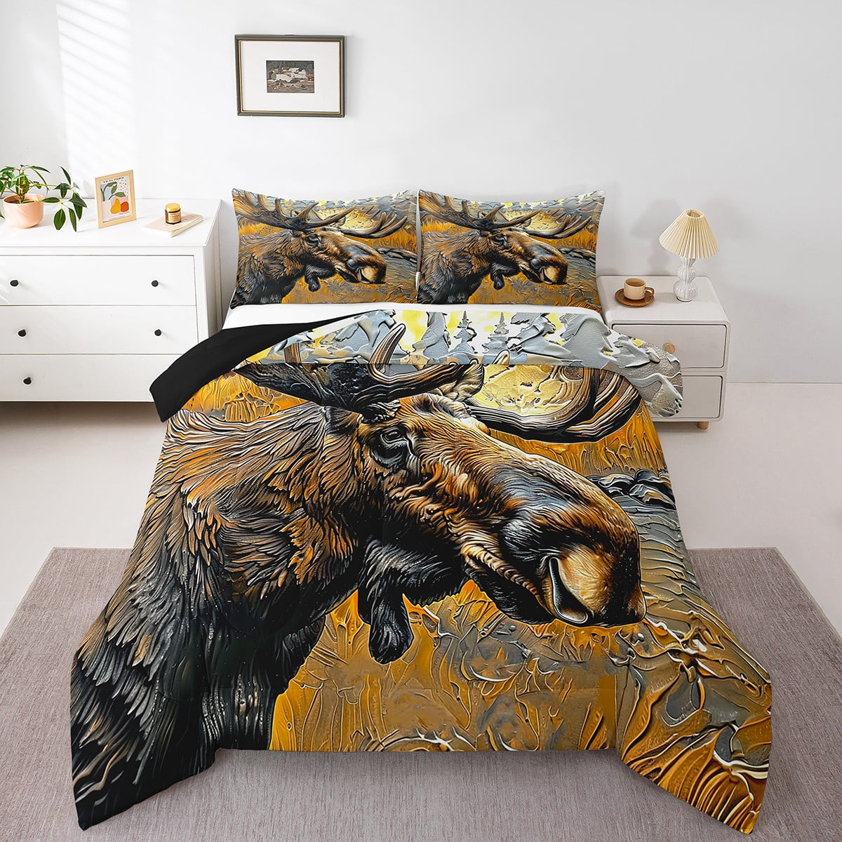 Elk Bedding Deer Hunting Comforter Set Toddler Size Wild Animal Rustic ...