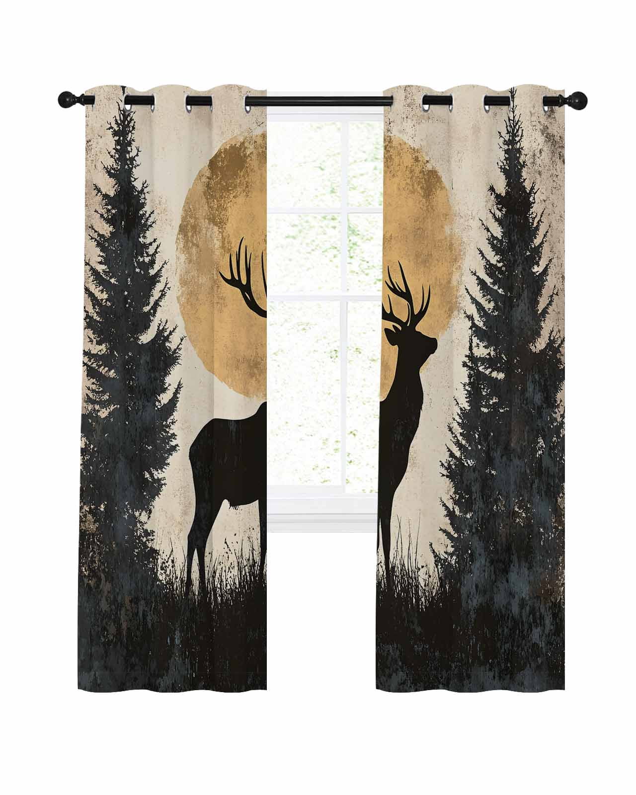 Elk Blackout Curtains 84 Inch Length Deer Thermal Insulated Window ...